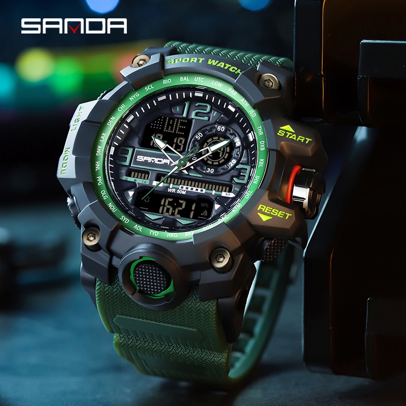 SANDA Men Watch Waterproof Military Sports Digital Watch Men 3133 ...