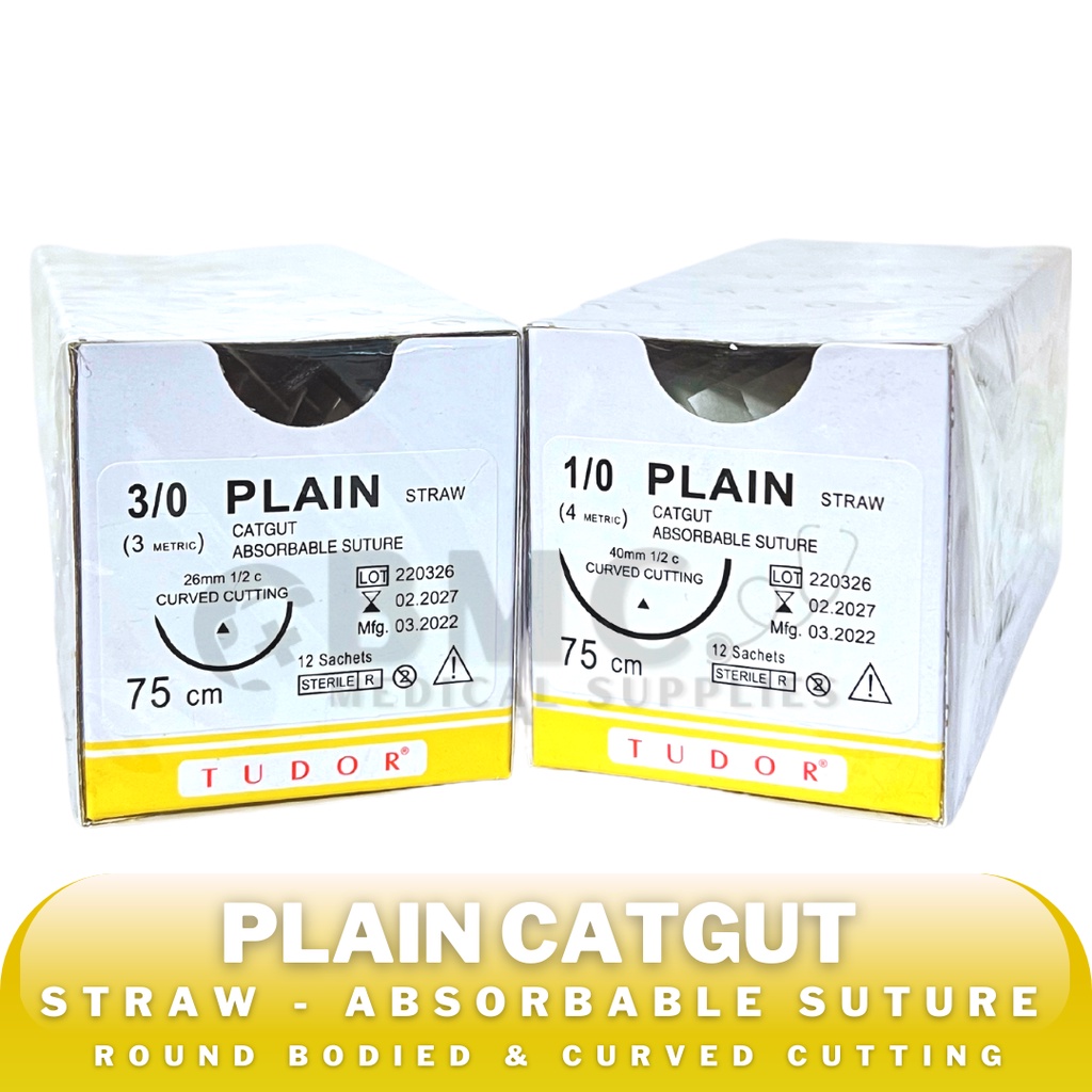 Surgical Sutures - Plain Catgut Straw (Round Bodied & Curved Cutting ...