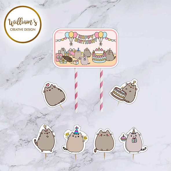 Pusheen Cat Cake Topper Birthday Decoration 7 Pcs | Shopee Philippines