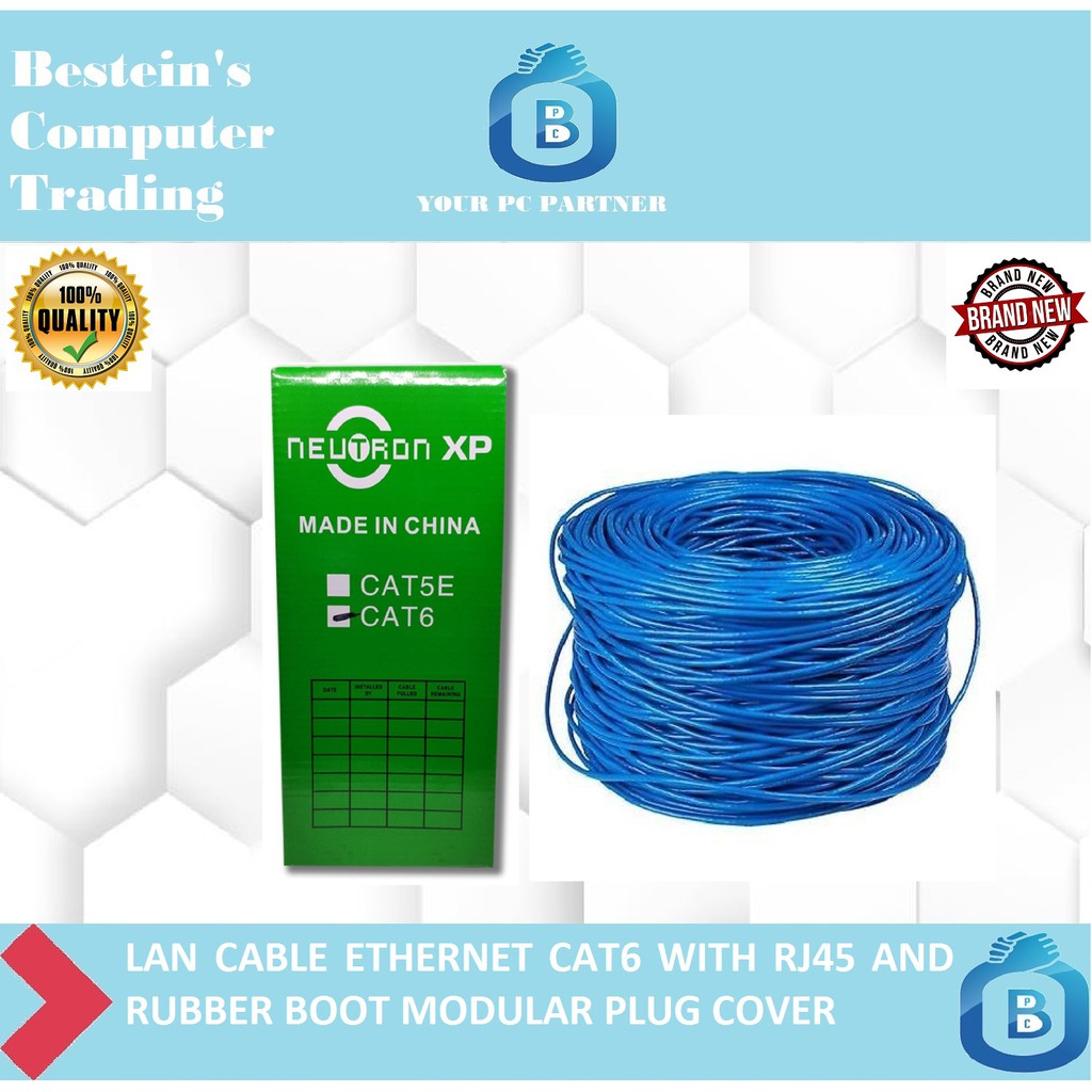 LAN CABLE ETHERNET CAT6 WITH RJ45 AND RUBBER BOOT MODULAR PLUG COVER ...