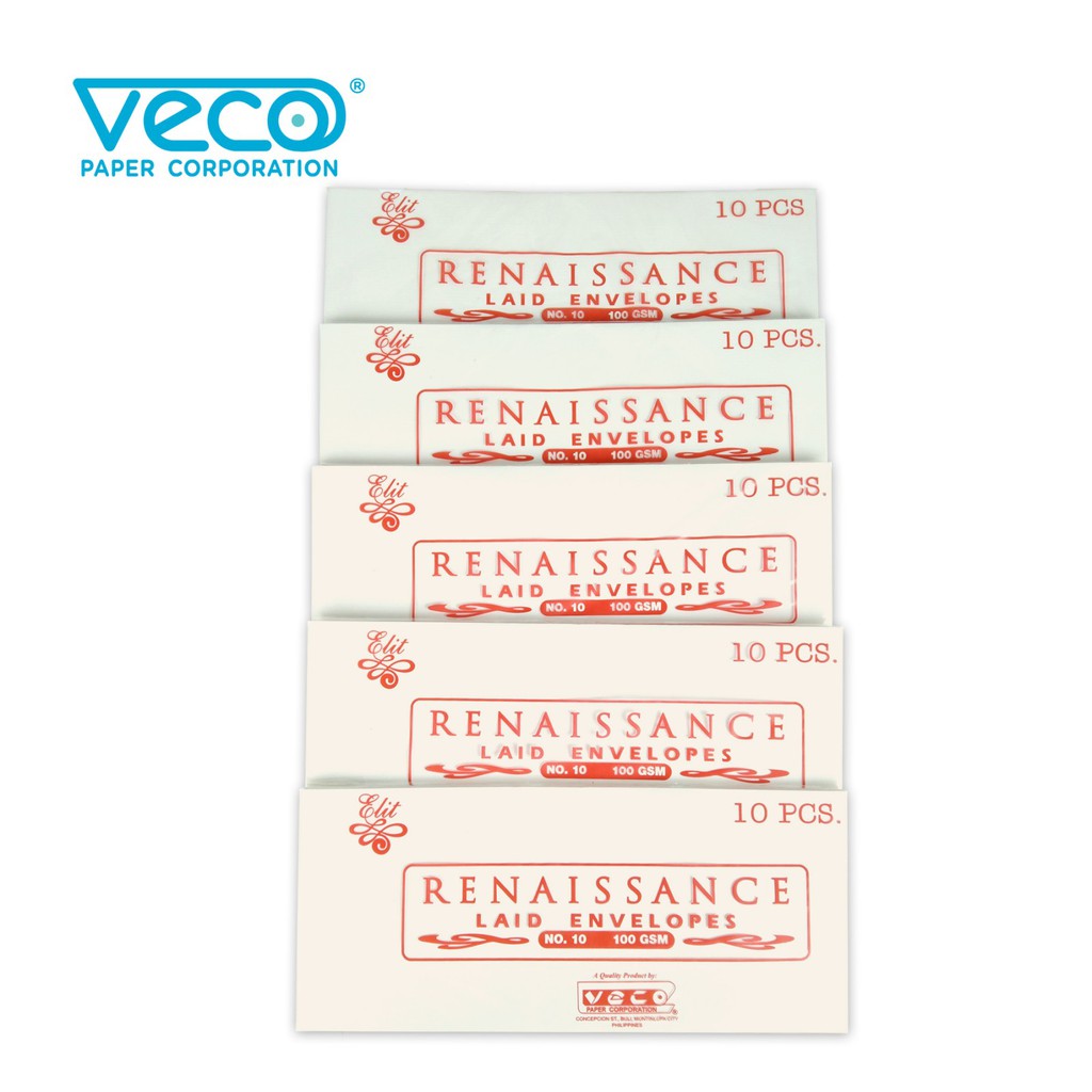 Veco Renaissance Laid Envelope 9.5inx4in 5setsx10pcs (50pcs) | Shopee ...