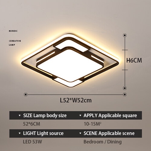 New modern LED ceiling light with black dimmable square lighting for ...