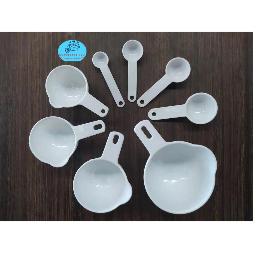 8 Pcs White Plastic Measuring Cups | Shopee Philippines