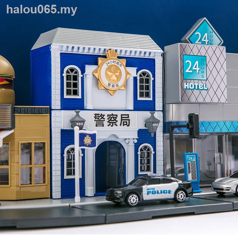 MINISO model car game combination Auto City Police Station Railway ...