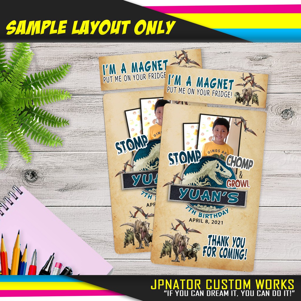 Dinosaur/Jurrasic Birthday/Christening/Baptismal Souvenir Ref Magnet ...
