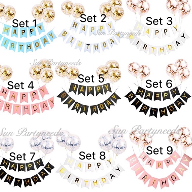 New! Confetti Balloon + HBD Banner Big Set 6in1 Balloons | Shopee ...