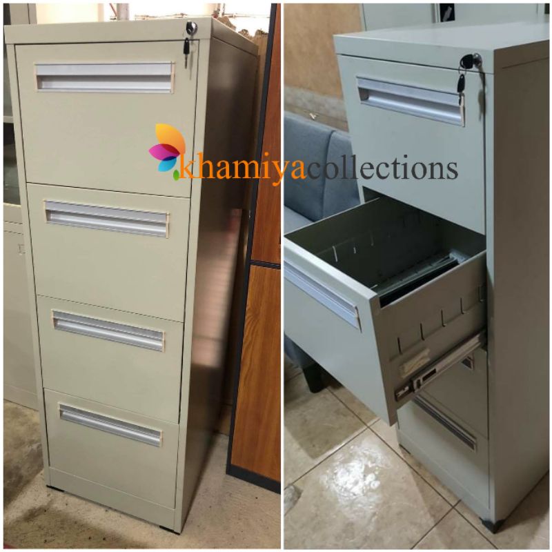 Beige 4 Drawer Vertical Cabinet Flush Handle, Office Drawers, Filing ...