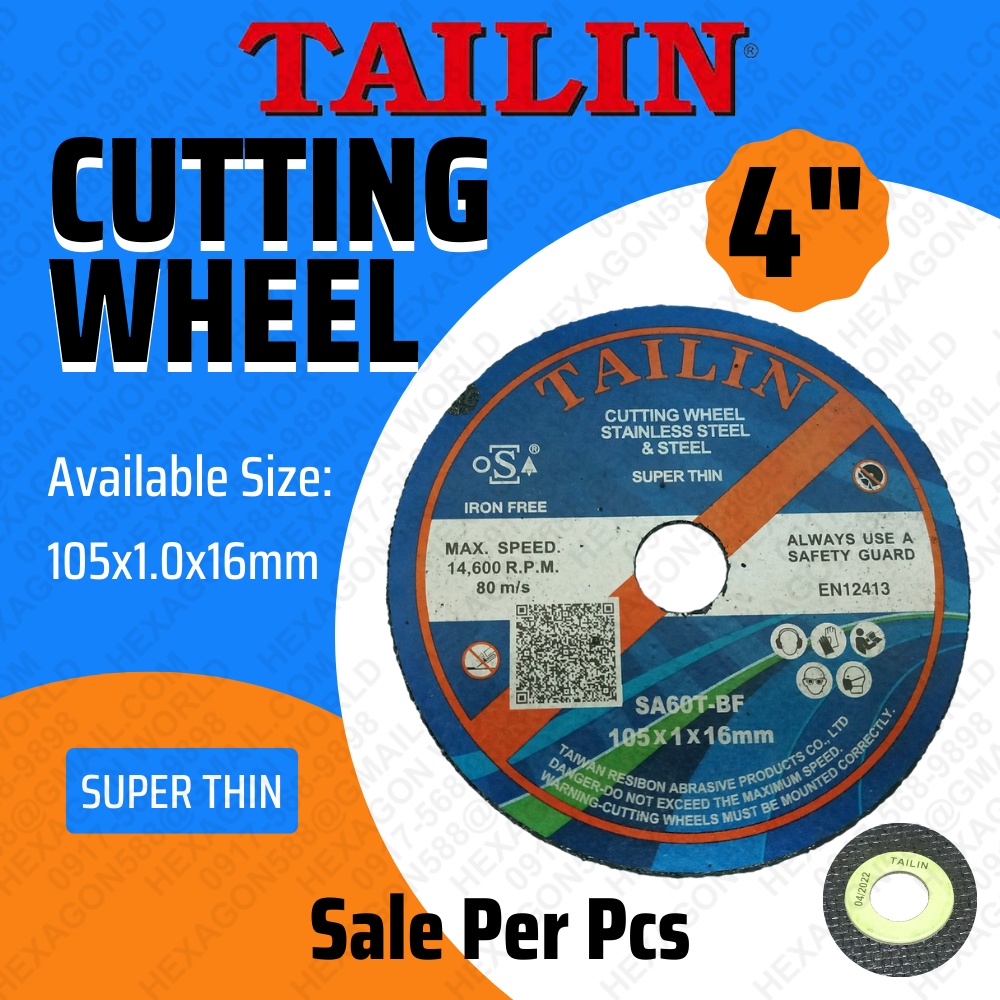 1Pcs Tailin Cutting Wheel Disc 4" / 105 x 1 x 16mm Super Thin SA60T-BF ...