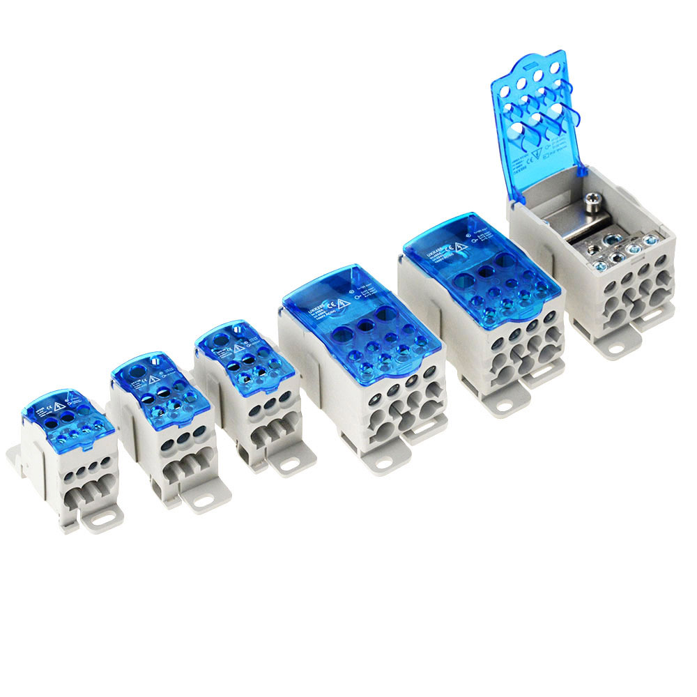 UKK80A 125A 160A 250A 400A 500A Terminal Block 1 in many Out Din Rail distribution Box Universal ...