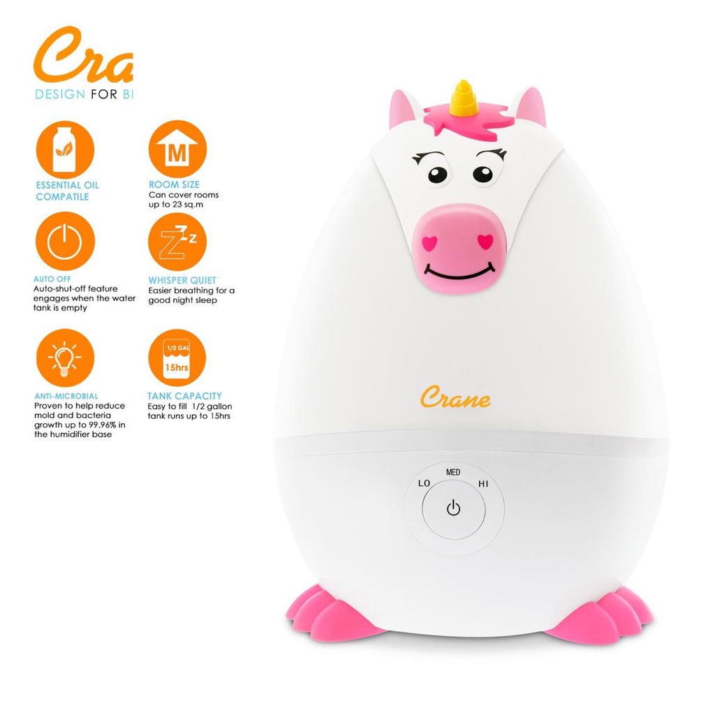 Crane Adorable Unicorn 2in1 FilterFree Cool Mist Humidifier w/Aroma ...