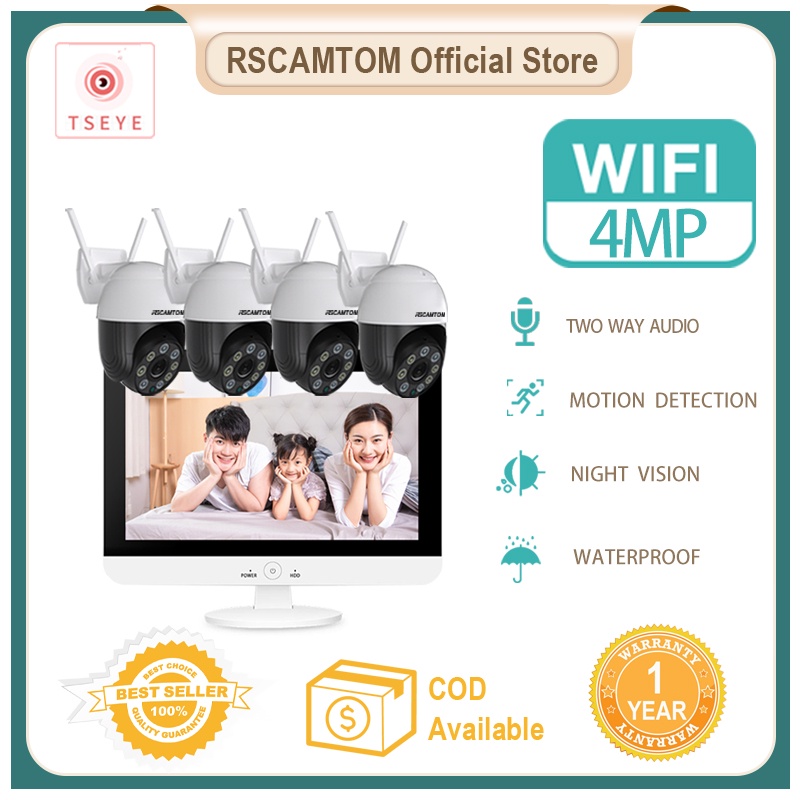 Rscamtom 4CH 4MP Wireless Security Cameras Kit Outdoor Waterproof 4MP ...