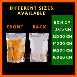 100 pcs Half Silver Aluminum Half Clear Stand Up Pouch with Zip Lock Packaging Ziplock ...