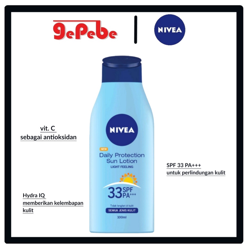 Nivea Daily Protection Sun Lotion SPF33 PA+++ 100ml | Shopee Philippines