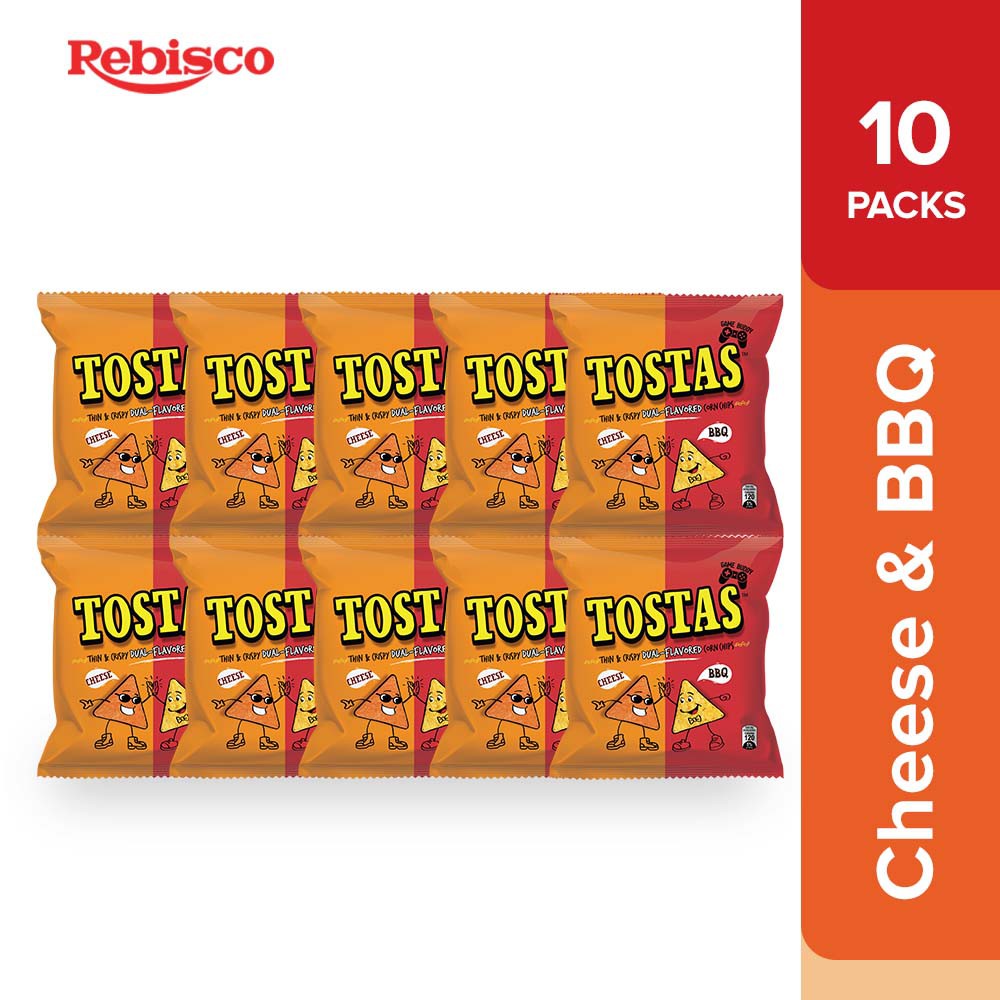 Tostas Corn Chips Cheese & BBQ 24g x 10Pcs | Shopee Philippines