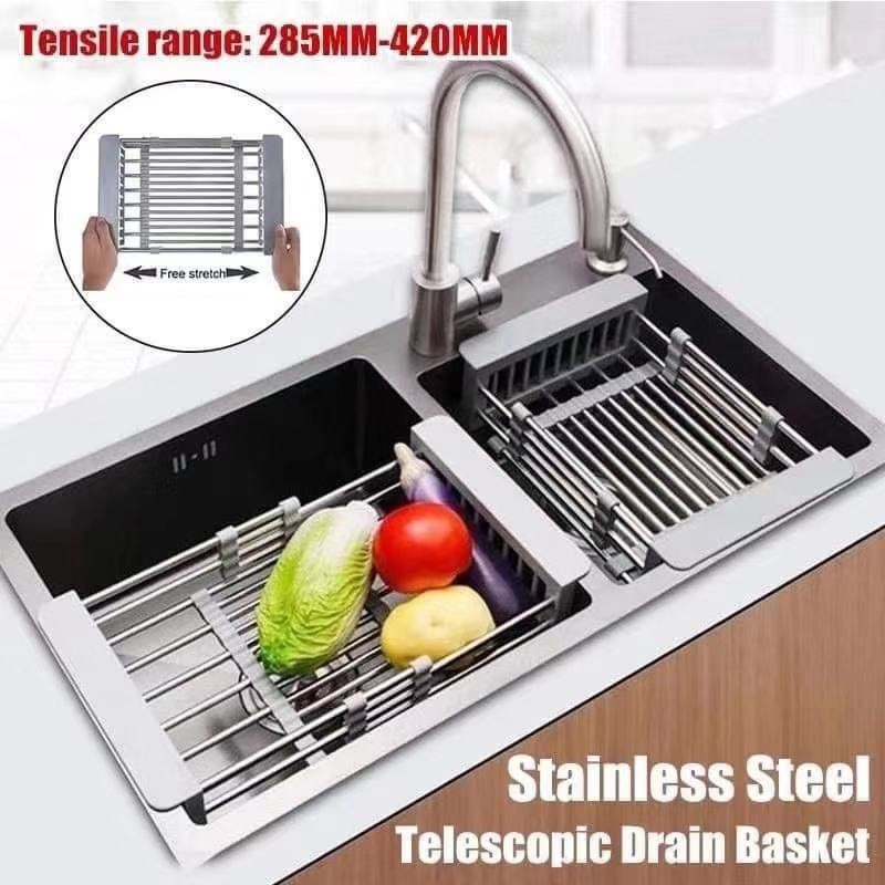 Retractable Sink Water Filter Rack Drain Basket Stainless Steel Kitchen ...