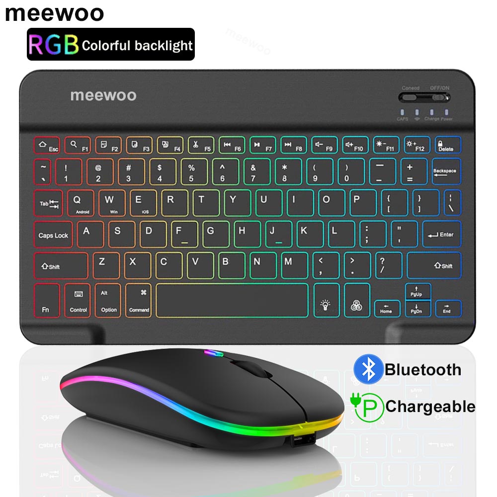 Meewoo Backlit Wireless Bluetooth Keyboard and Mouse with light LED for ...