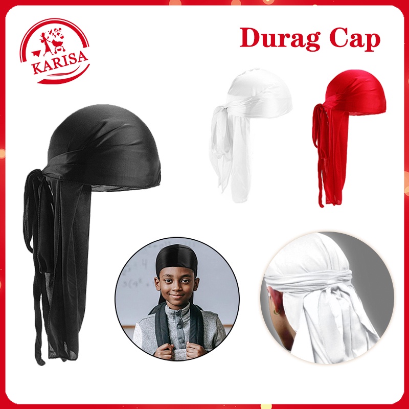 Durag Bandana For Men Women Durag Silk Cap Black Pirate Cap Bandana