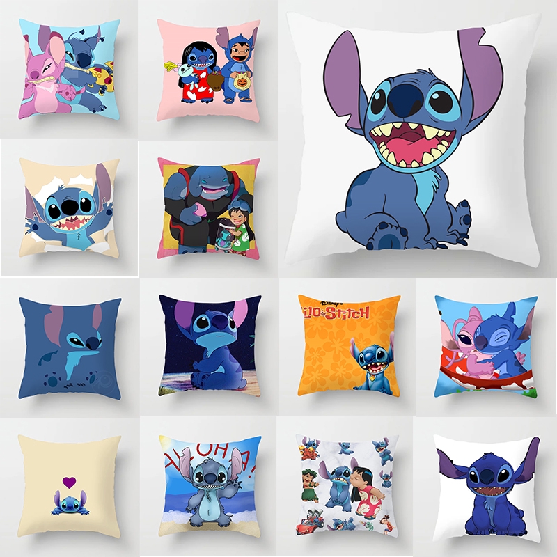 Home Decor Lilo Stitch Printing Short Plush Sofa Bed Pillow Case ...