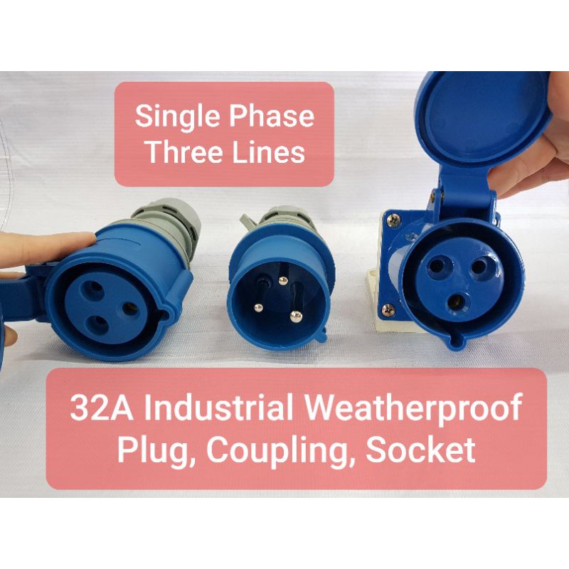 Industrial Weatherproof Plug Coupling Socket Outlet Receptacle Single ...