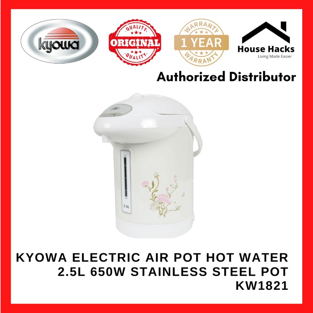 Kyowa Electric Air Pot Hot Water 2.5L 650W Stainless Steel Pot KW1821 ...