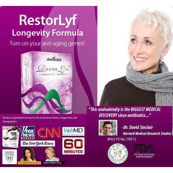 RestorLyf Longevity Anti-Aging and Live Longer Formula (30 Veggie Caps ...