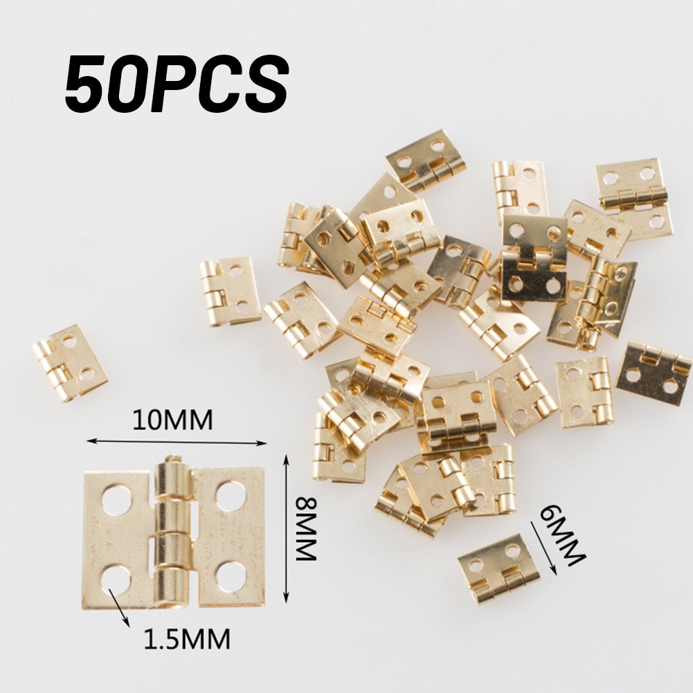 50pcs Mini Brass Hinge For Small Craft Door Box Accessories Gold 8*10mm ...