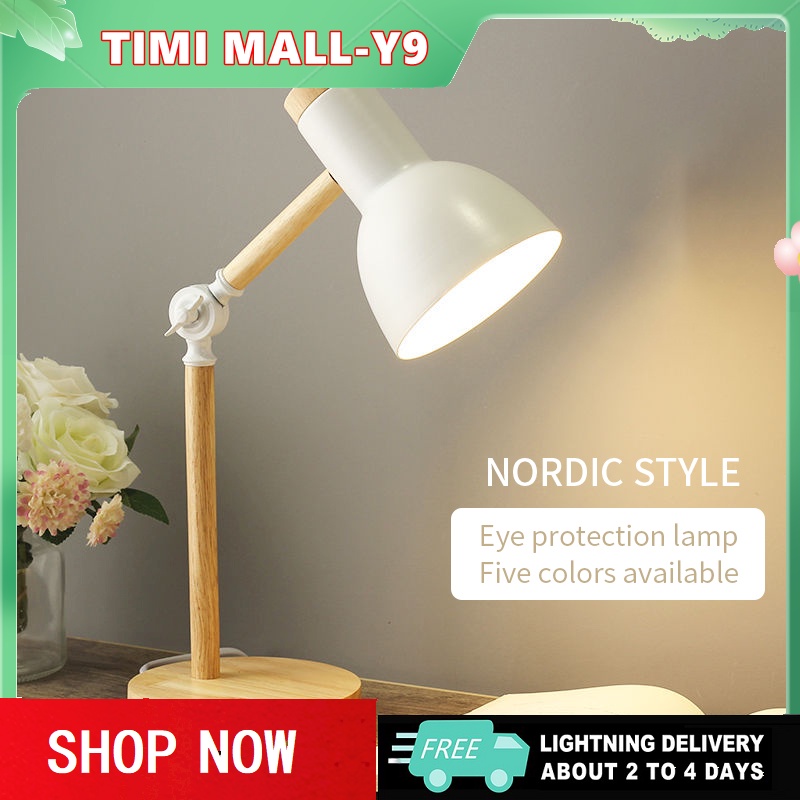(PH stock) Nordic Wooden Base Study Lamp Desk Lamp Modern Minimalist ...