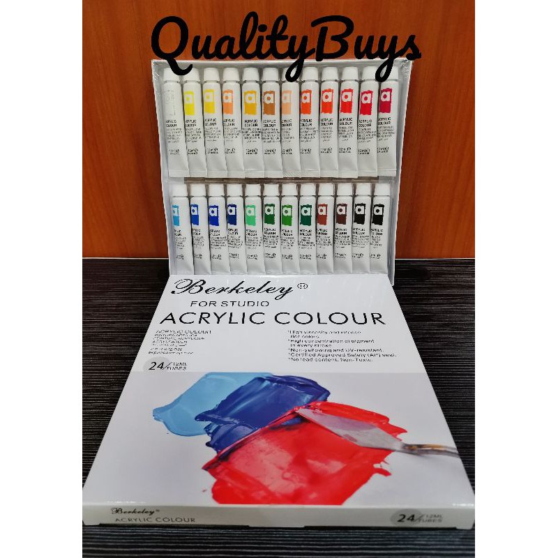 Berkeley 24 colors Acrylic Gouache Tempra Watercolor Oil Paint Set ...