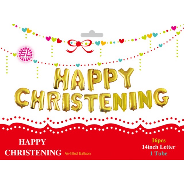 Happy christening letter set 14inches gold/silver/pink/blue | Shopee ...