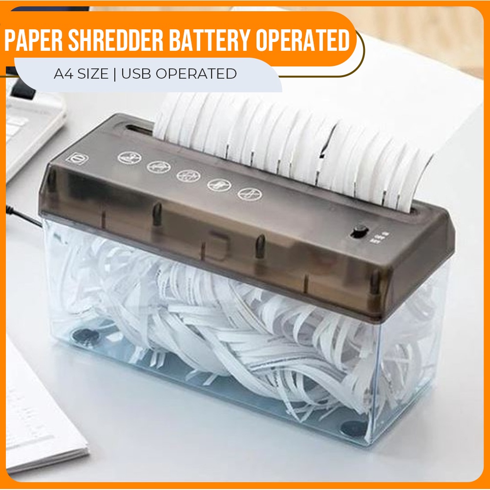Portable Paper Shredder Battery Operated | USB operated A4 Size ...
