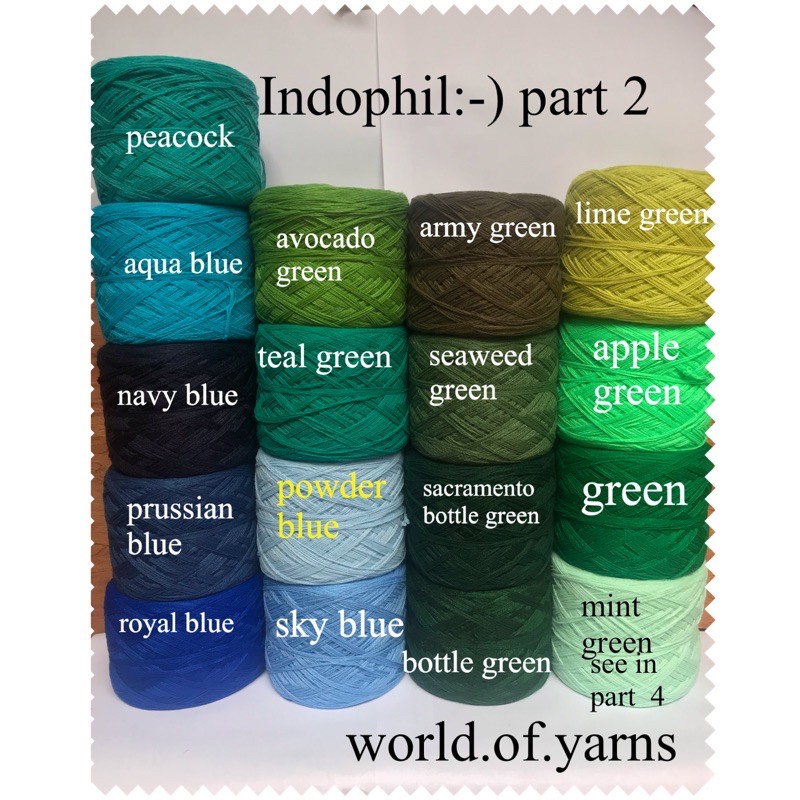 Part 2 ACRYLIC/ INDOPHIL YARNS (4 Ply)MORE COLORS in PART 1,3,4&5 ...