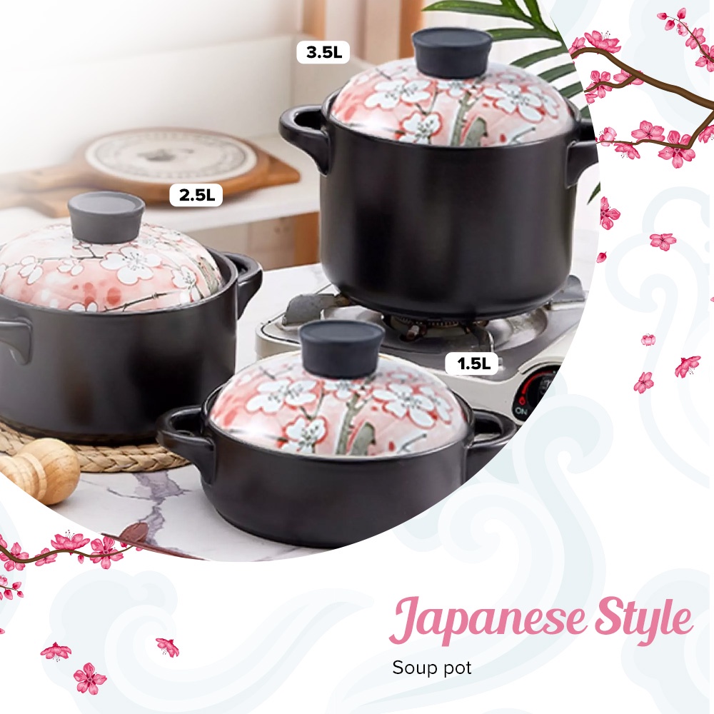 CCN Japanese Style Sakura Design Kitchen Porcelain Casserole Cooking ...