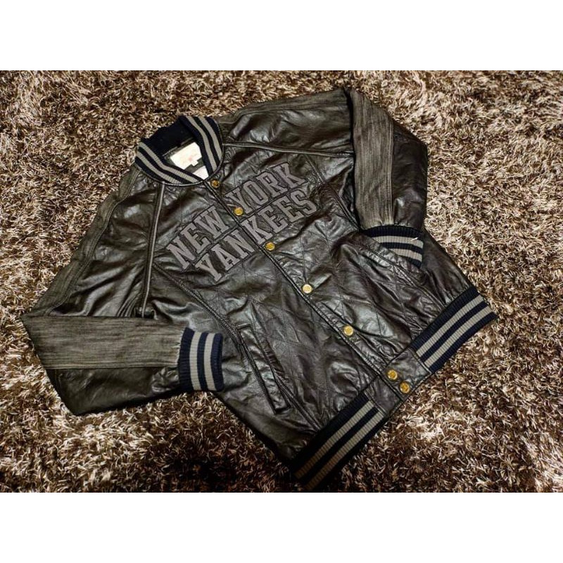 VINTAGE NEW YORK YANKEES Leather/Denim Jacket by MLB | Shopee Philippines