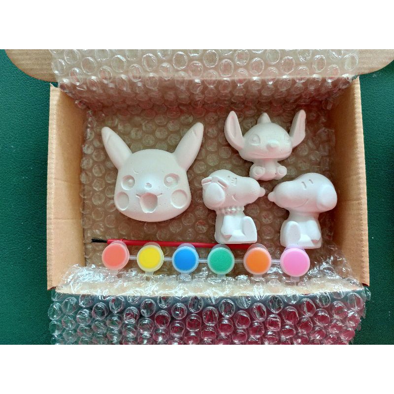 PIKACHU, SNOOPY AND STITCH (WITH MAGNETS) PLASTER PAINTING KIT | Shopee ...