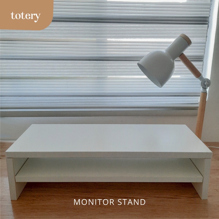 Totery Monitor Stand [white shelf riser for desk, laptop, desktop rack ...