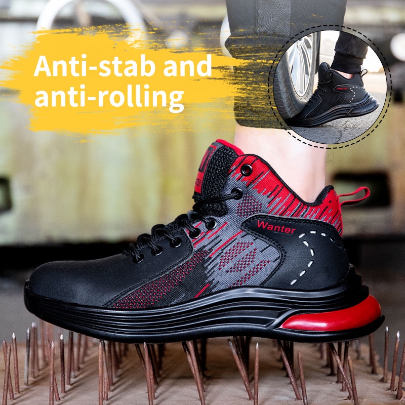 Men's Safety Shoes, Anti-smashing and Anti-piercing Flying woven ...