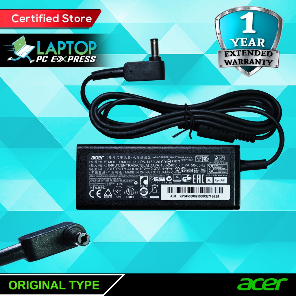 Acer Laptop Charger 5.5 * 1.7mm 19V 3.42A (MODEL: PA-1650-86) Original ...