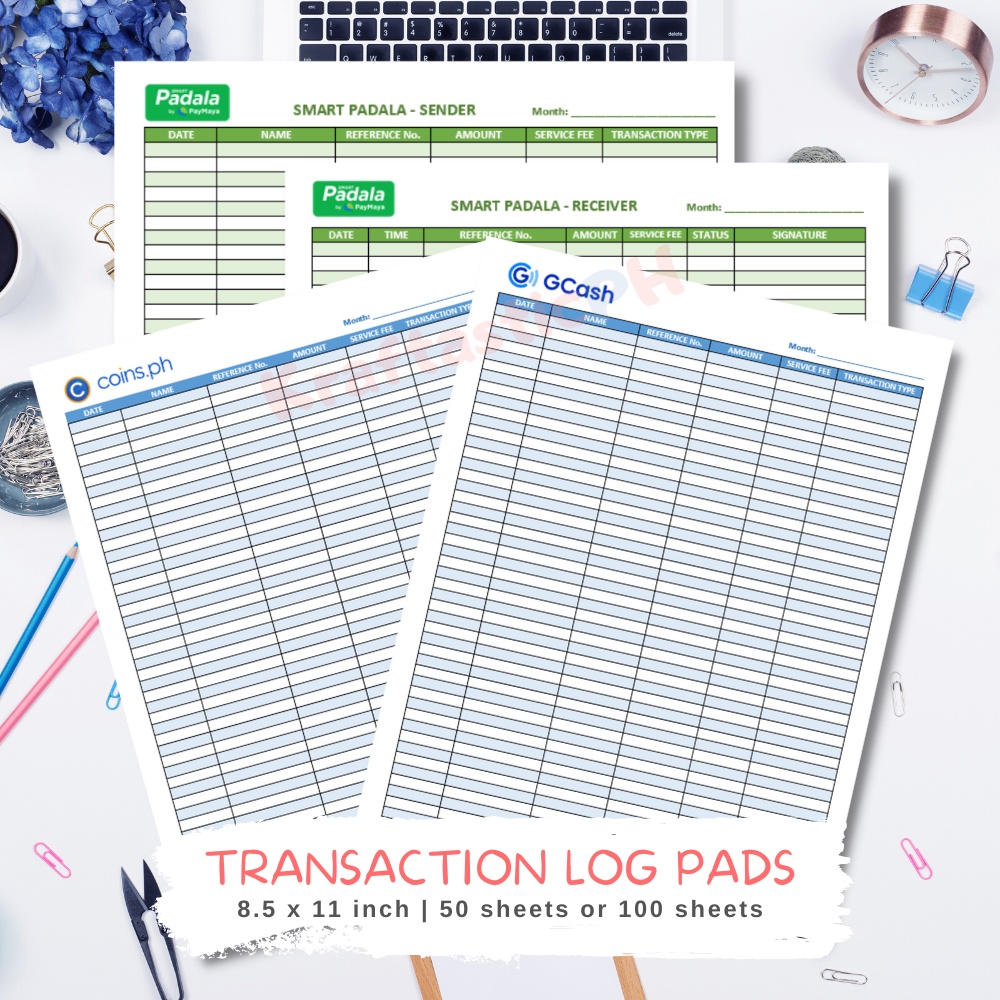 Transaction Log Pad | GCASH | PAYMAYA | COINS Transaction Pad | Log Pad ...