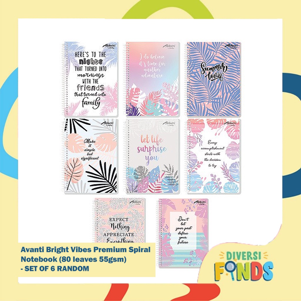 Thicker Paper Avanti Bright Vibes Spiral Notebook W/Plastic Jacket ...