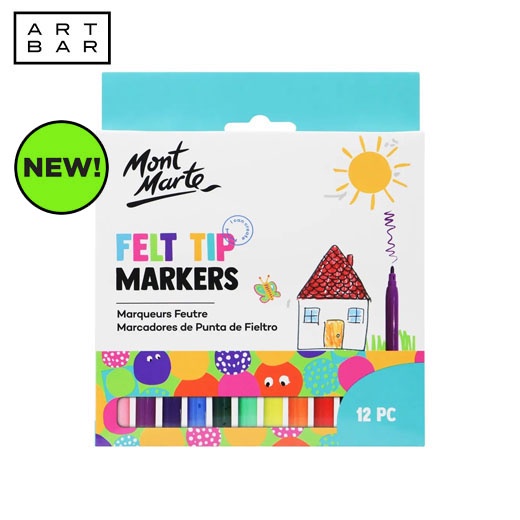 Mont Marte Kids Felt Tip Markers 12 pcs - Basics ( MMKC0193 ) - Art Bar ...