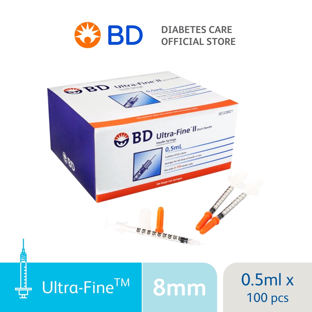BD Ultra Fine 8mm Insulin Syringe 0.5ml 31GA (Box of 100's) | Shopee ...