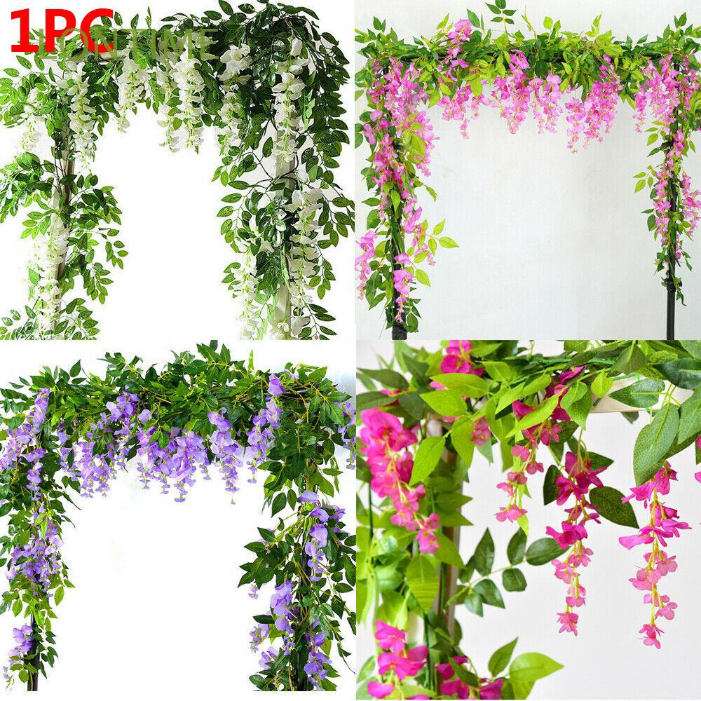Artificial Wisteria Garland Plants Foliage Trailing Flower Hanging Wall ...
