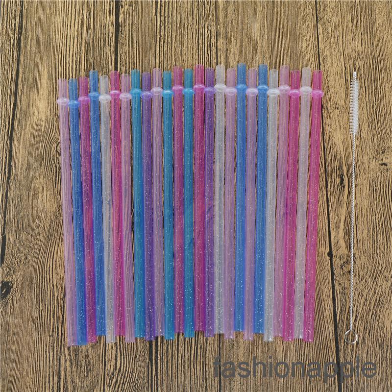 25Pcs Reusable Colorful Hard Plastic Stripe Drinking Straw Clean ...