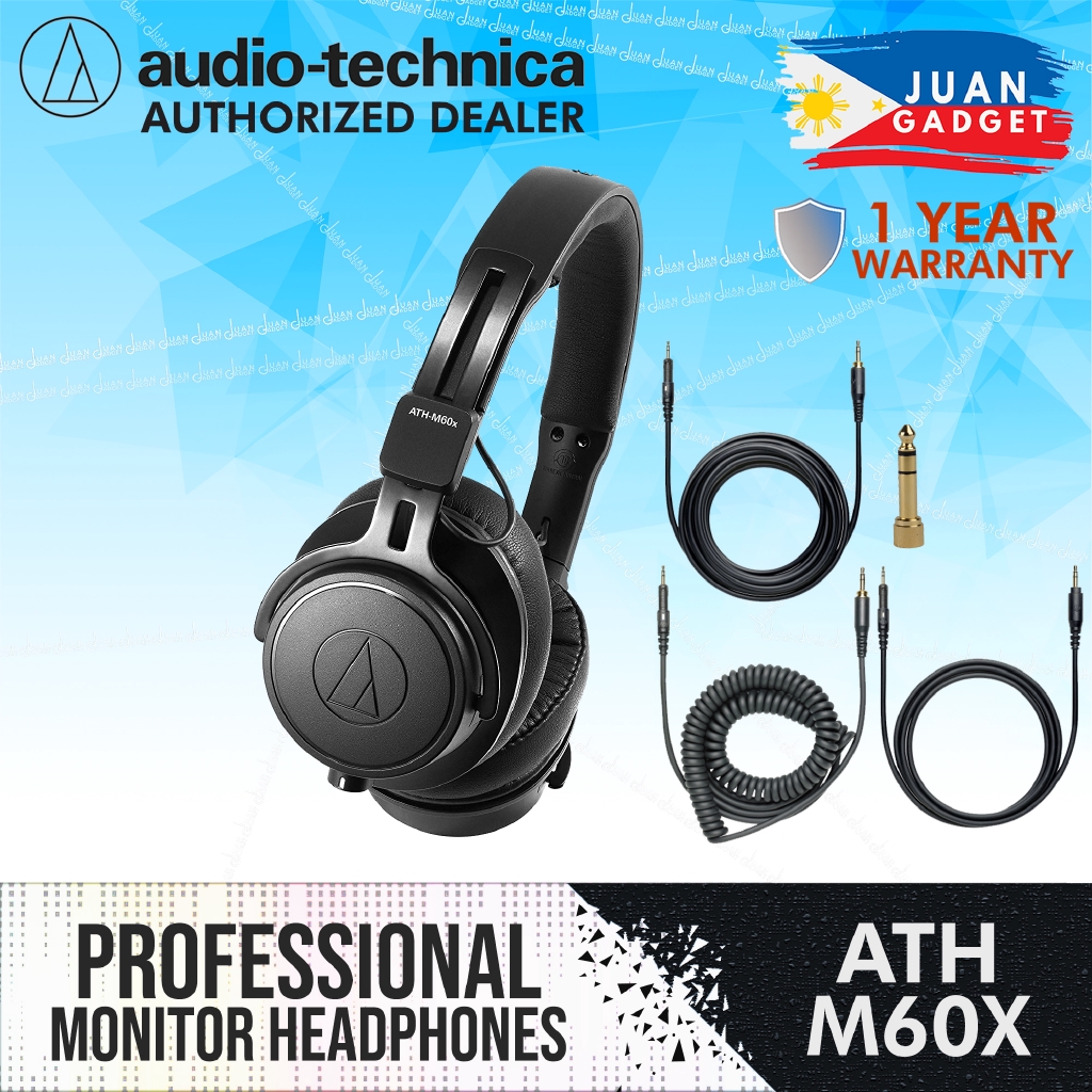 Audio Technica ATH-M60x Professional Studio Monitor Headphones (Black ...