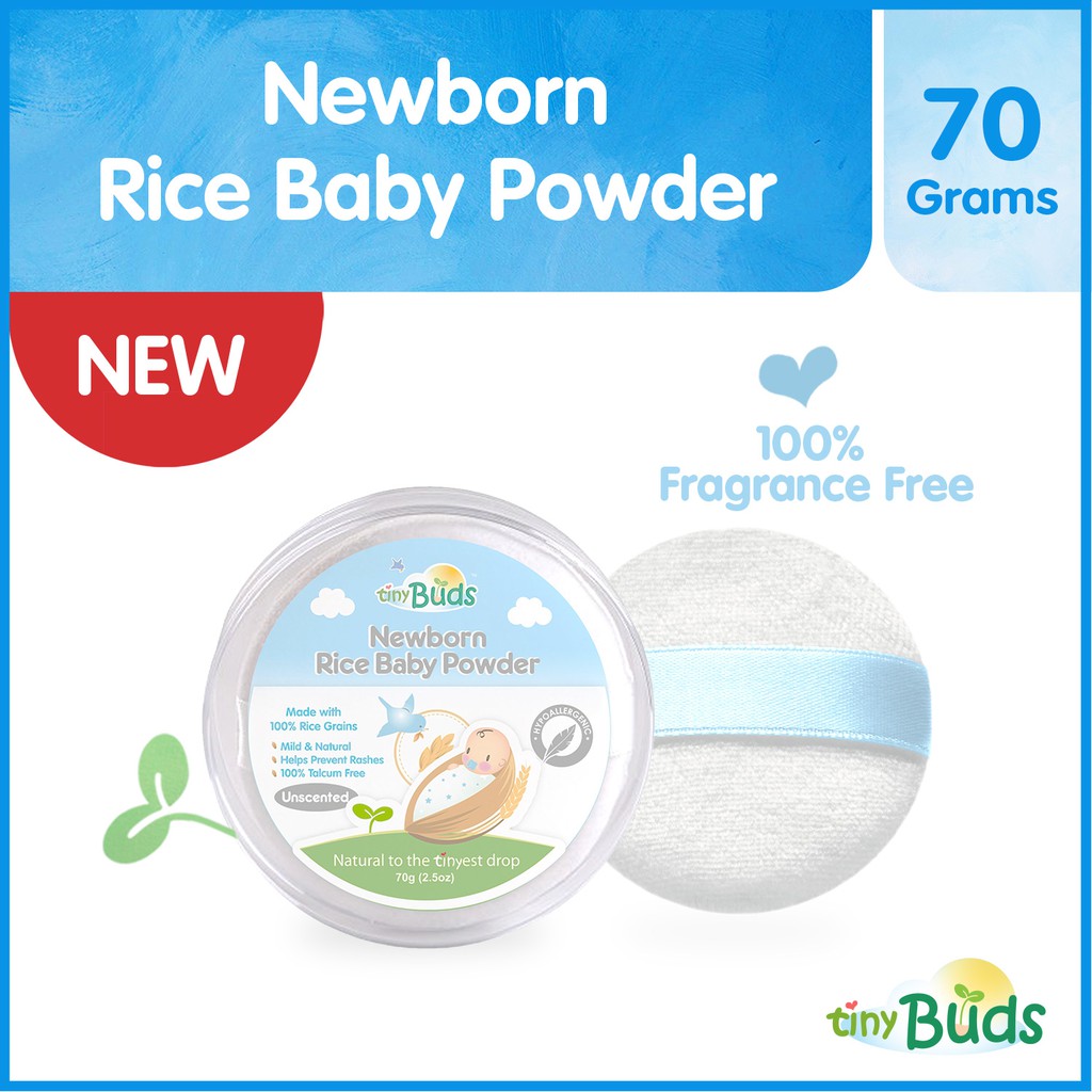 Tiny Buds Newborn Rice Baby Powder with Puff 70g | Shopee Philippines