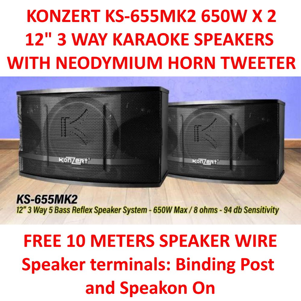 Konzert KS-655MK2 12 Inch 3 Way 5 Speaker 650W Karaoke Speaker System ...
