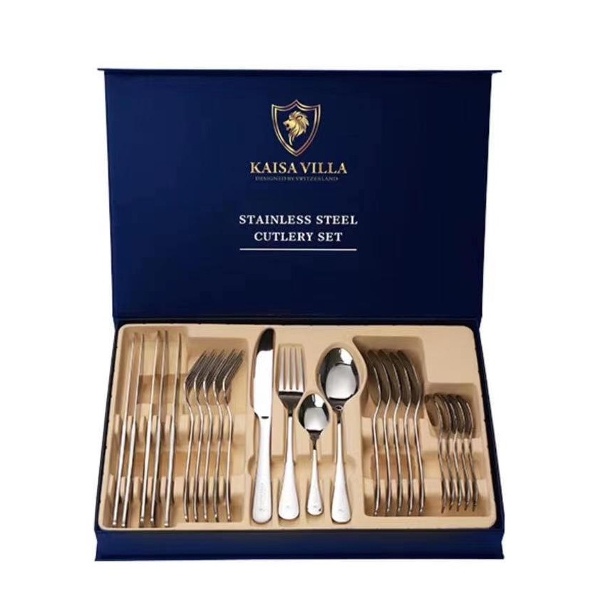 kaisa villa 24pcs Stainless Steel Cutlery Set Knife Fork Spoon Reusable ...