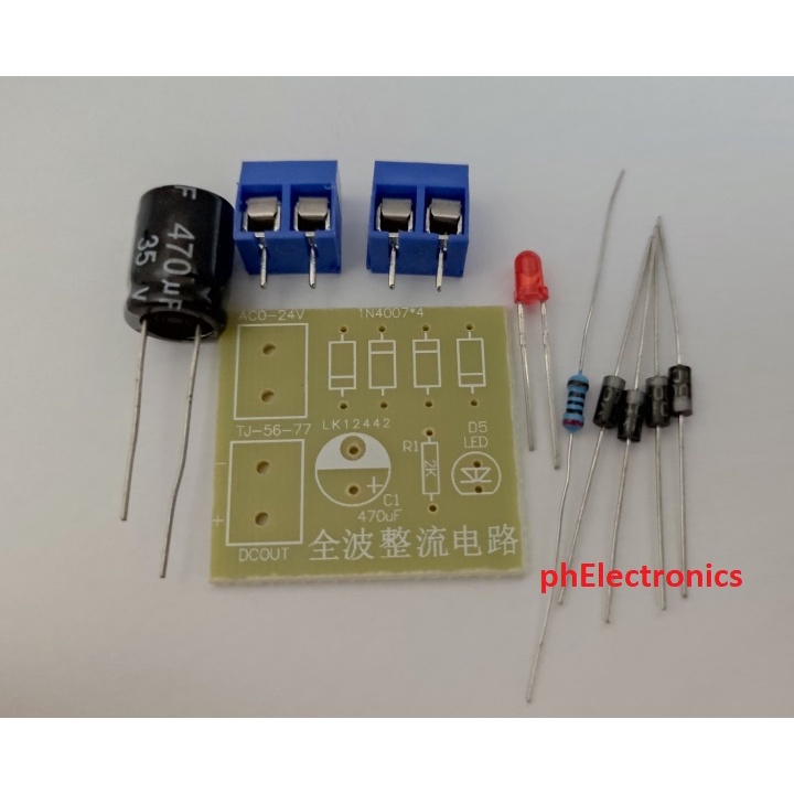 Full bridge DIY kit rectifier kit fullwave rectifier 1n4007 AC to DC ...