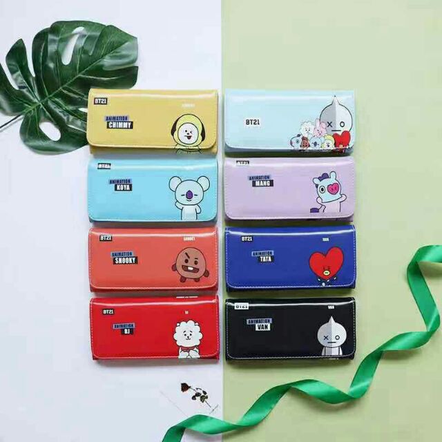 BTS BT21 Long Wallet Cartoon Wallet Korean Wallet Kpop Purse Tata 