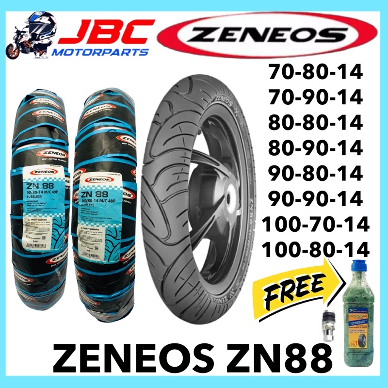Zeneos ZN88 Motorcycle Tire Gulong Tubeless Rim 14 Free Tire Sealant ...